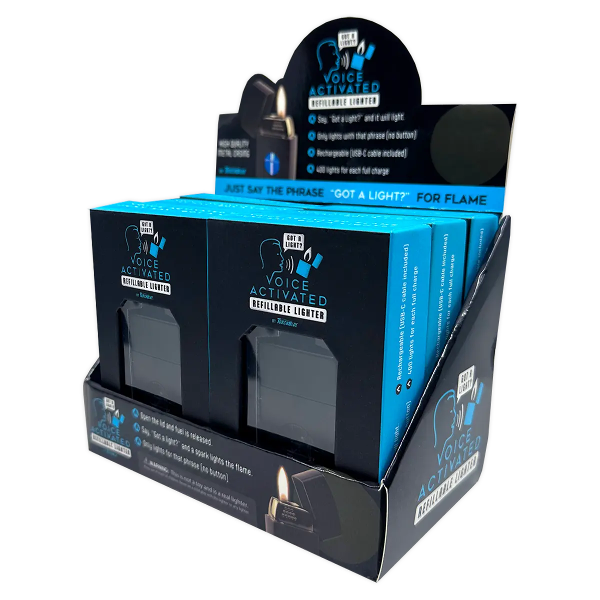 Voice Activated Flip Top Lighter - 6 Pieces Per Retail Ready Display 2