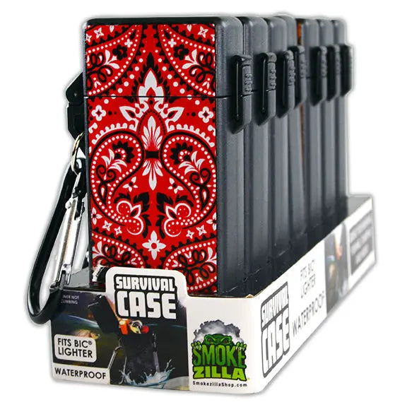 Survival Cigarette & Lighter Case with Carabineer - 7 Pieces Per Retail ...