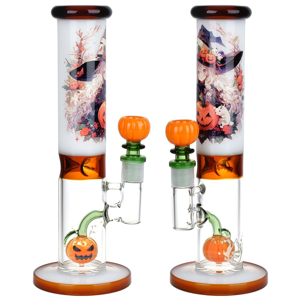 Pulsar Anime Halloween Straight Tube Glass Water Pipe - 9.75" / 14mm F ...