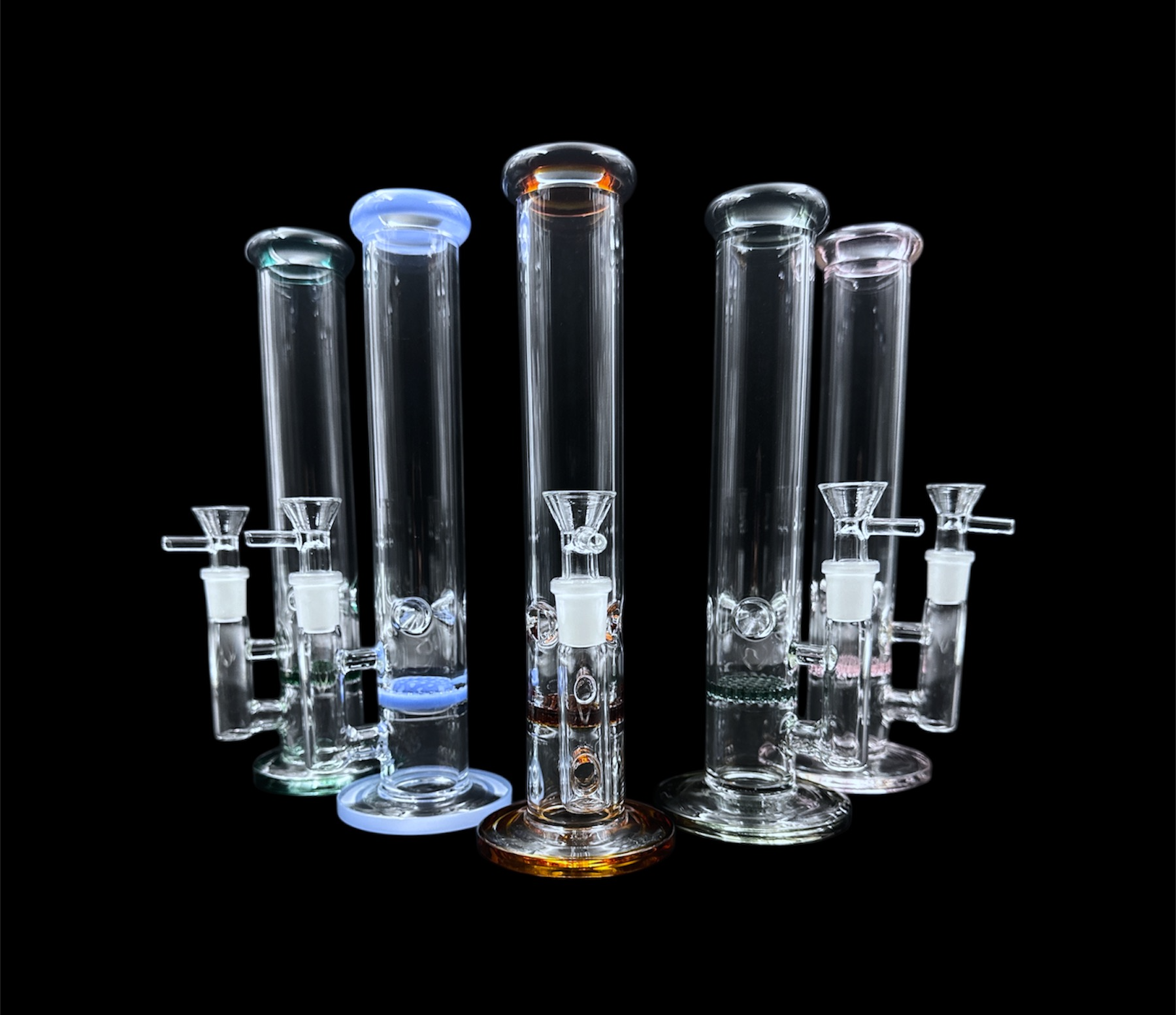 Glass Water Pipe - Straight Waffle Perc (10") | BDD Wholesale